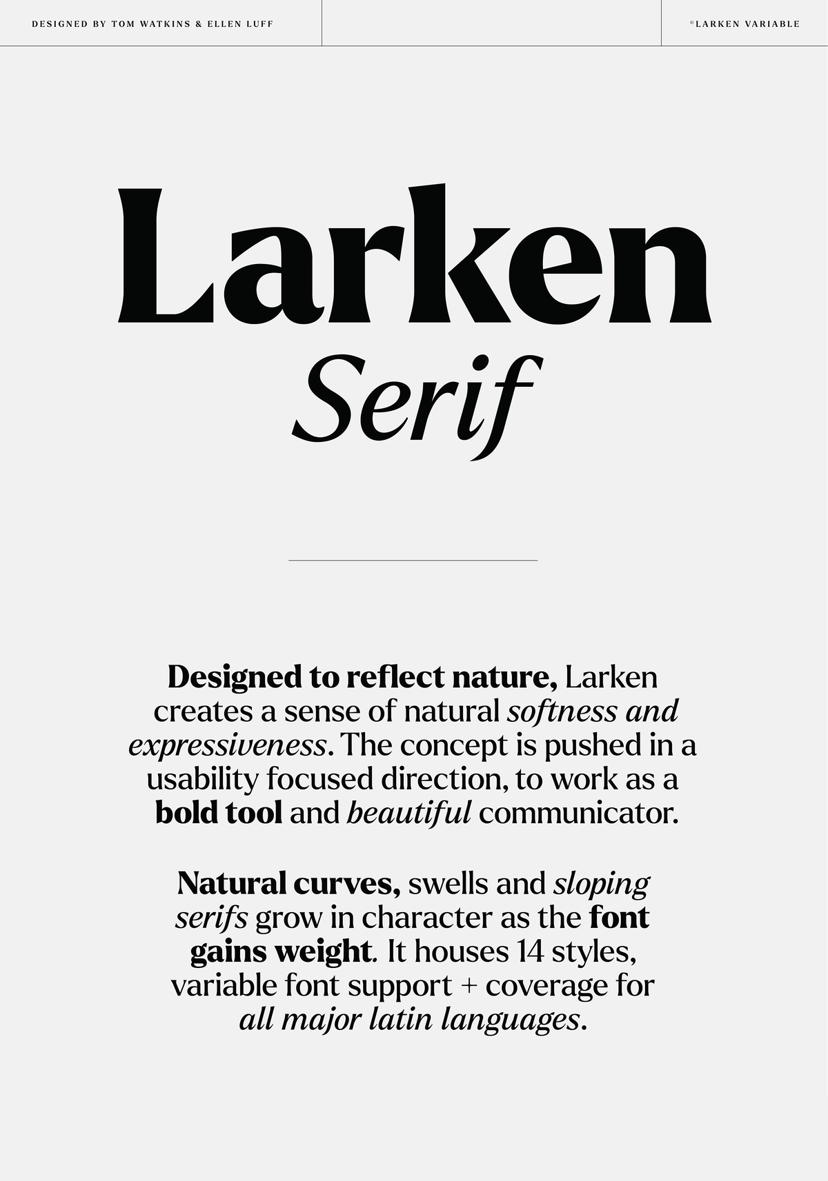 Ellen Luff Type - Larken · Fonts by Ellen Luff Type Foundry Font Family