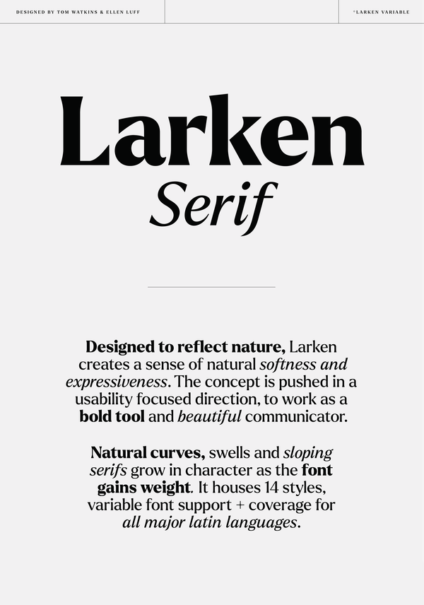 Ellen Luff Type - Larken · Fonts by Ellen Luff Type Foundry Font Family